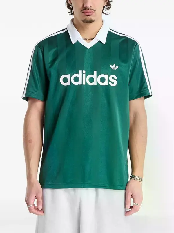 Adidas Archive Collar T-shirt With Stripes - Green