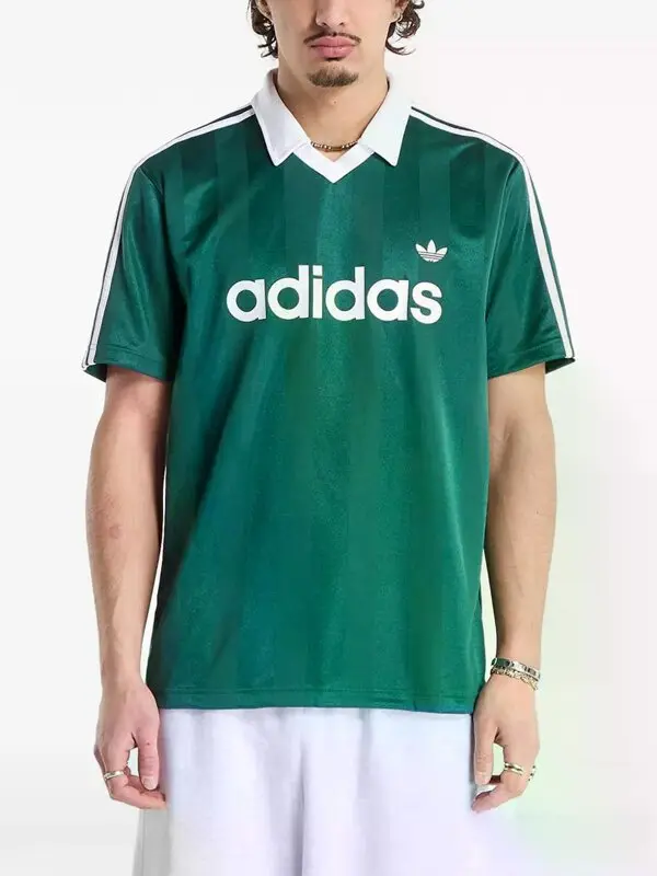 Adidas Archive Collar T-shirt With Stripes - Green
