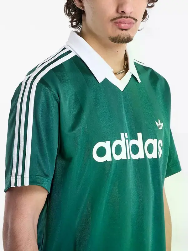 Adidas Archive Collar T-shirt With Stripes - Green