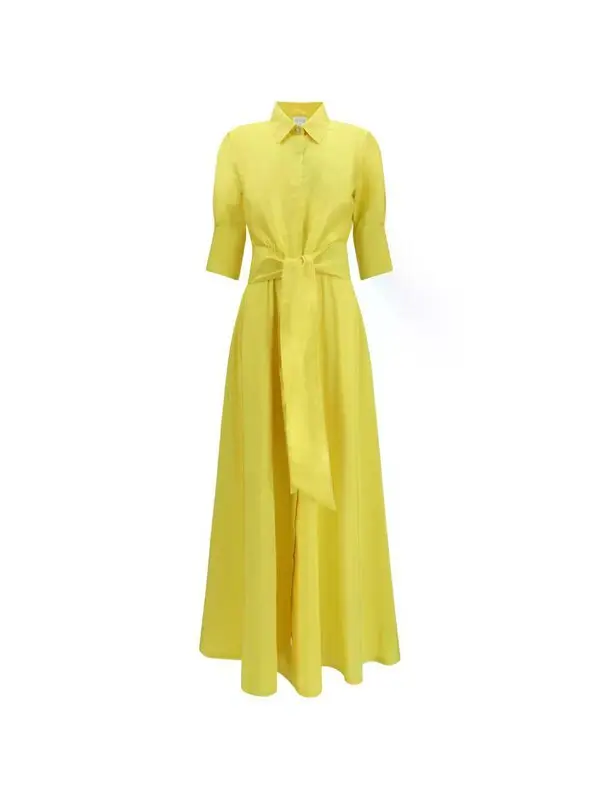 SARA ROKA Etra 85 Tie-belt Midi Shirt Dress - Yellow