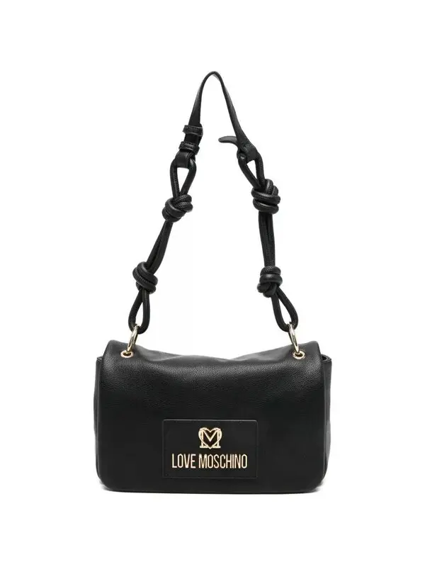 Moschino Logo Plaque Shoulder Bag - Black