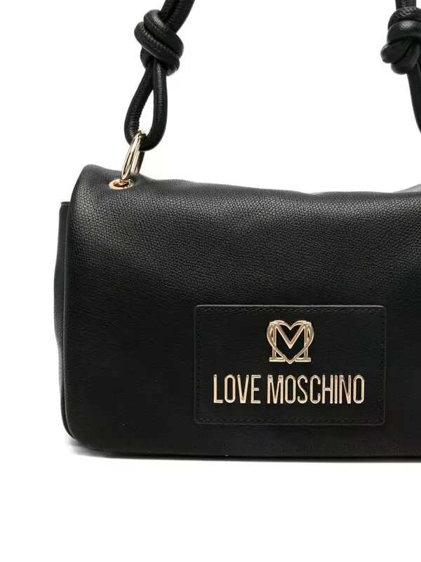 Moschino Logo Plaque Shoulder Bag - Black