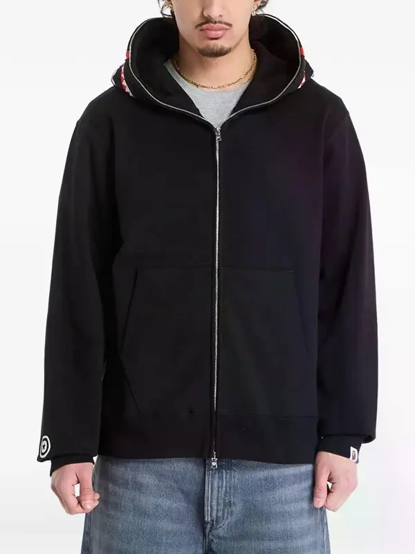 A BATHING APE Full-zip Hoodie With Shark Motif - Black