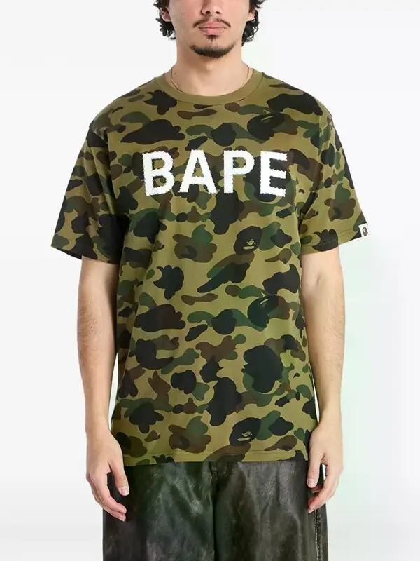 A BATHING APE Camo Rhinestone T-shirt - Green