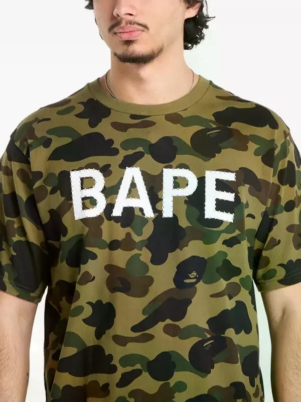 A BATHING APE Camo Rhinestone T-shirt - Green