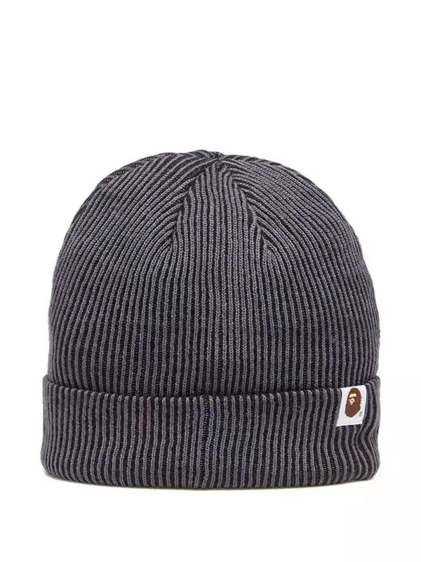 A BATHING APE Ribbed Logo Beanie