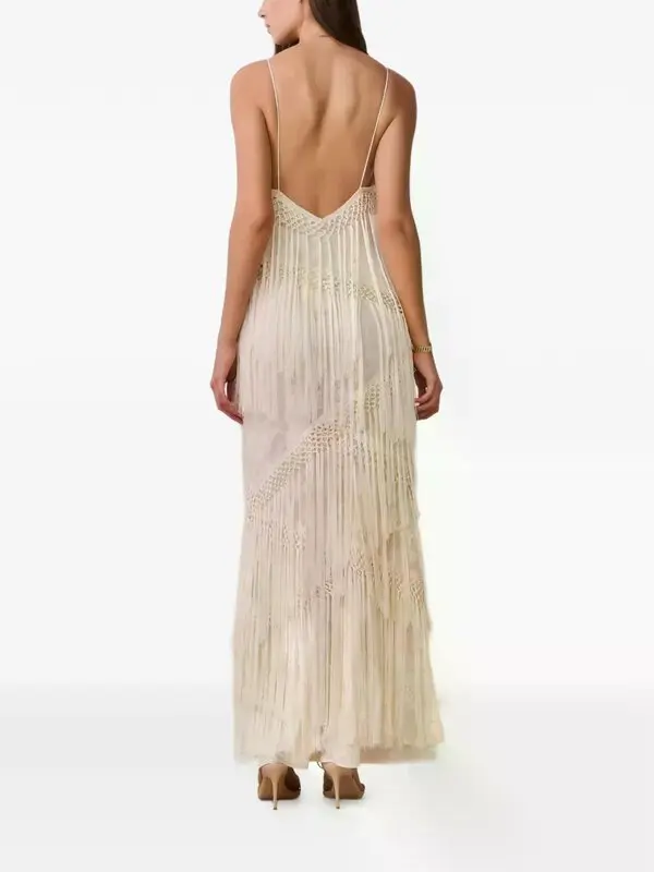LoveShackFancy Delphi Fringe Lace Gown - Neutrals