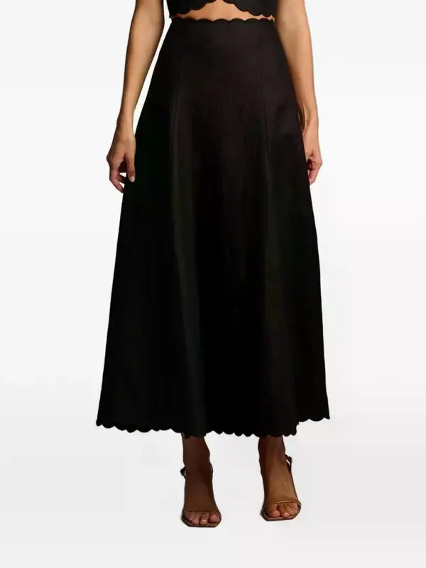 HEVRON Delilah Scalloped Skirt - Black