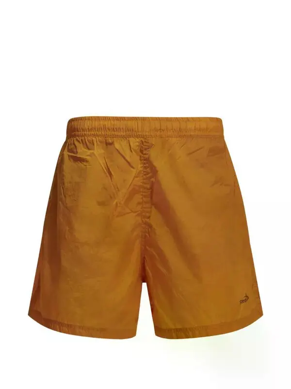 Stone Island Logo Beach Shorts - Orange