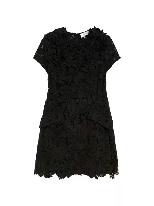 Max Mara Floral-appliqué Lace Dress - Black