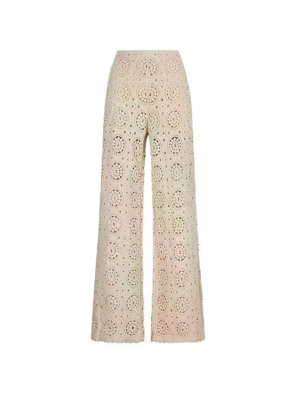 FRAME Crochet Wide Leg Trousers - Neutrals