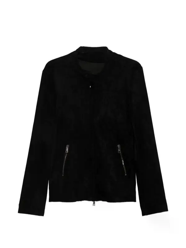 GIORGIO BRATO Zip-up Suede Biker Jacket - Black