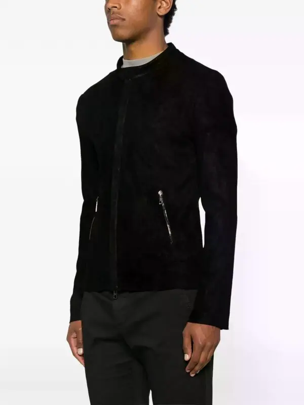 GIORGIO BRATO Zip-up Suede Biker Jacket