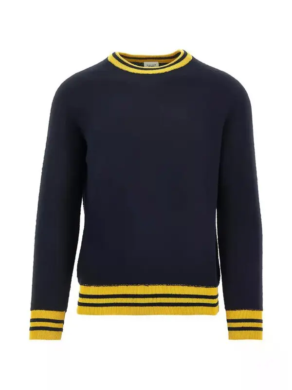 GALLIA Striped-cuffs Jumper - Blue