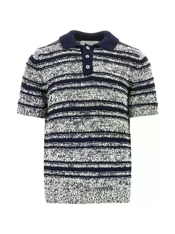 AMARANTO Striped Polo Shirt - Blue