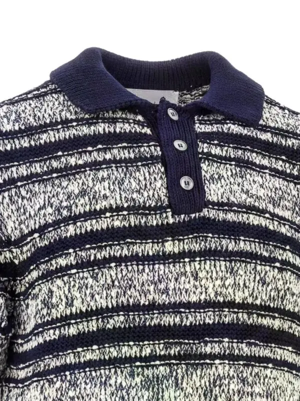 AMARANTO Striped Polo Shirt - Blue