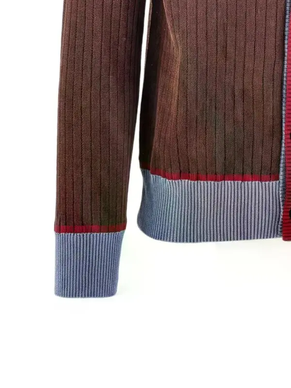 GALLIA Ribbed V-neck Cardigan