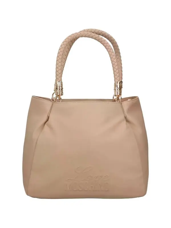 Moschino Logo-detail Handbag With Braided Top Handles - Neutrals