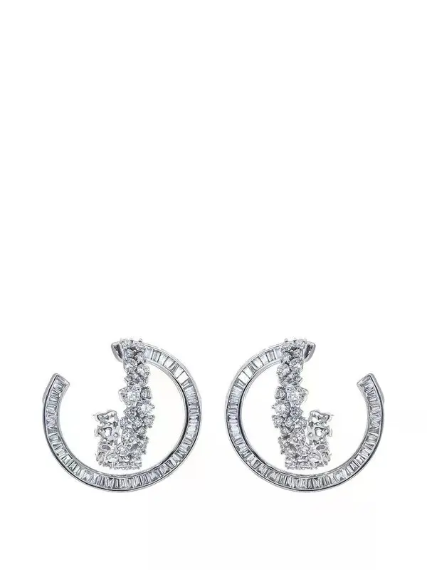ANANYA Diamond Scatter Hoop Earrings - Silver