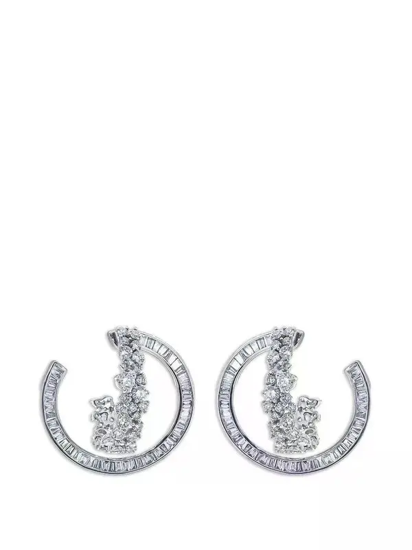 ANANYA Diamond Scatter Hoop Earrings - Silver