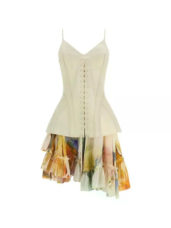 Alexander McQueen Asymmetric Corset Dress - White