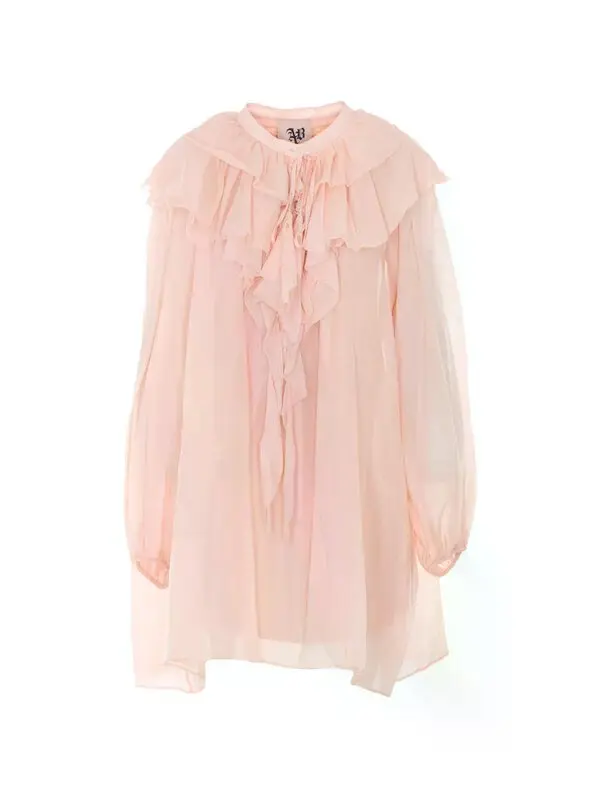 ANIYE BY Carmen Ruffled Tie-neck Mini Dress - Pink
