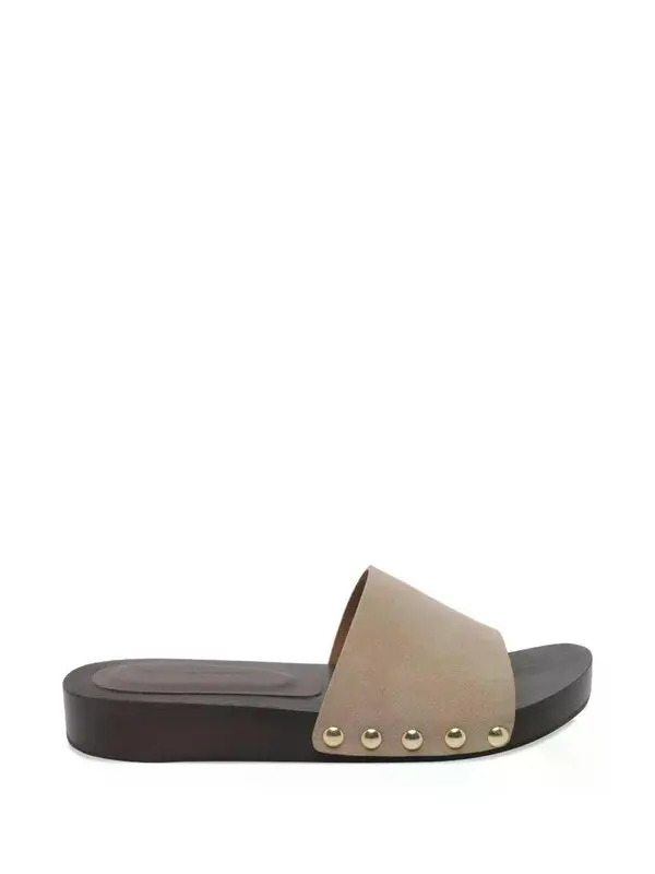 ANGEL ALARCON Studded Suede Sandals - Neutrals