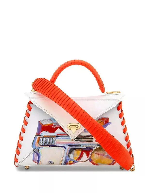 Tyler Ellis X Matt Rogers Hand-painted Leather Handbag - White