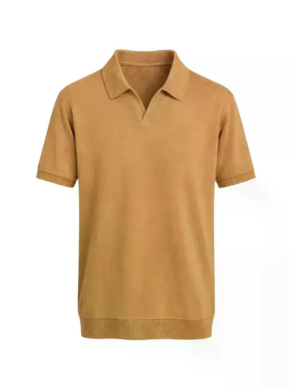 FRANZESE COLLECTION Gossip Ribbed V-neck Polo Shirt - Neutrals