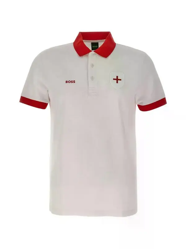 BOSS Paddy Flat-knit Logo Polo Shirt - White