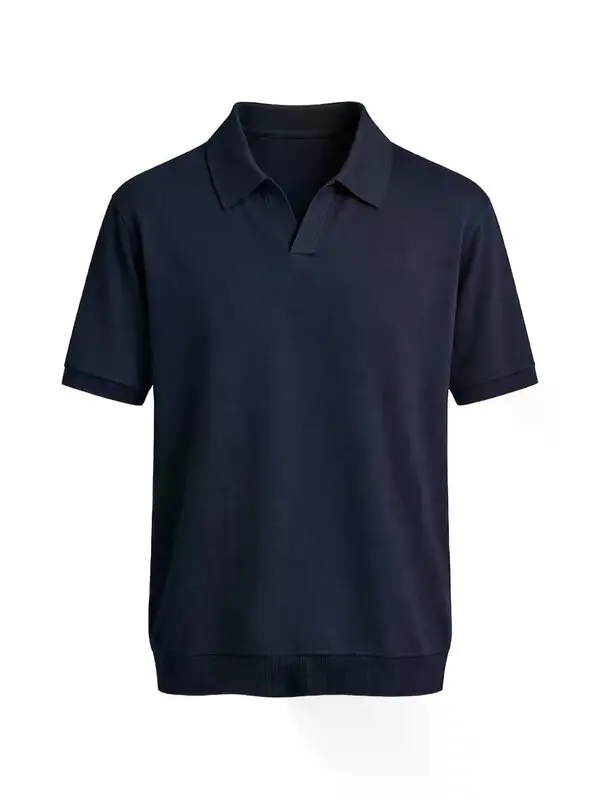 FRANZESE COLLECTION Gossip Ribbed V-neck Polo Shirt - Blue