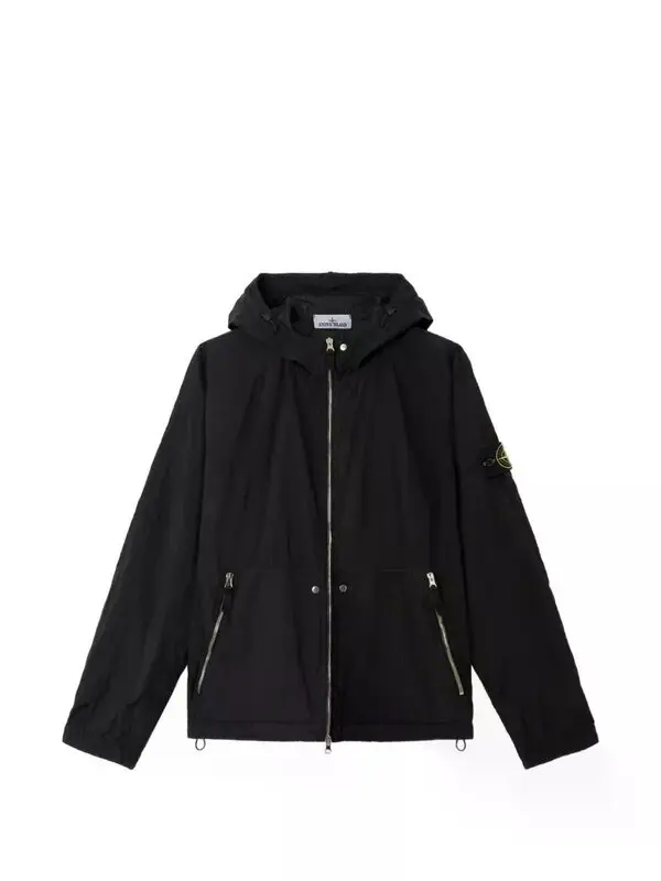 Stone Island Hooded Coat - Black