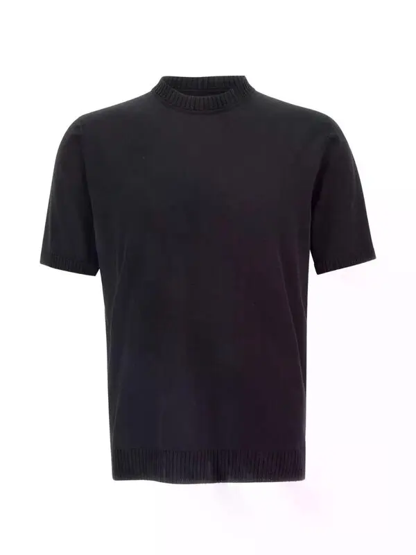 FILIPPO DE LAURENTIIS Ribbed Crewneck Short-sleeve Sweater - Black