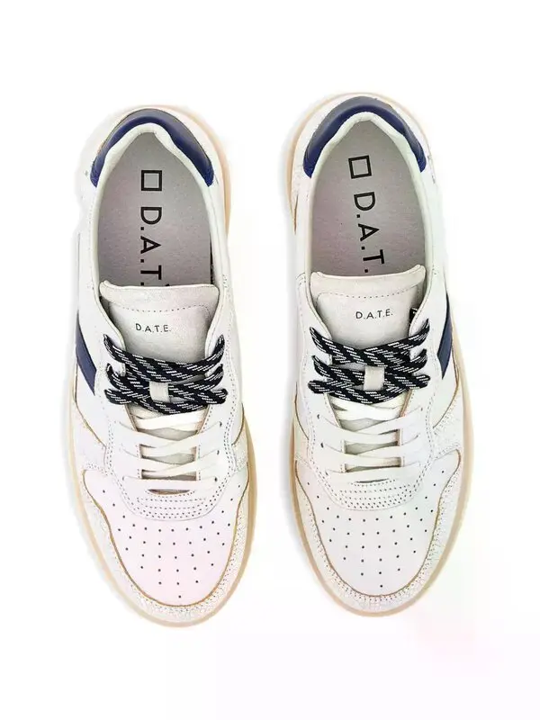 D.a.t.e. Crackle-effect Leather Sneakers - Neutrals