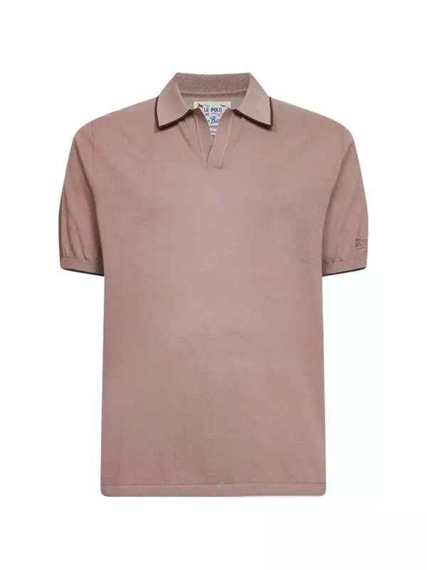 MC2 SAINT BARTH Ribbed Trim V-neck Polo Shirt - Brown