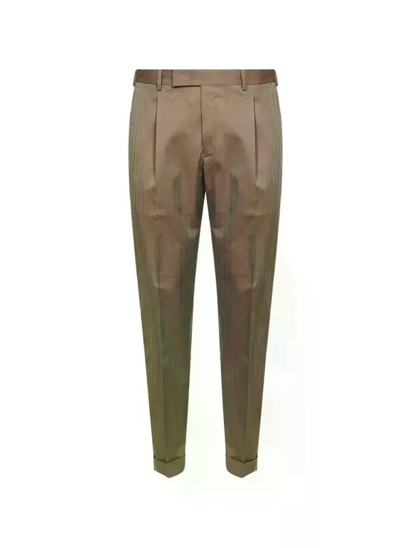 PT TORINO Herringbone Pleated Trousers - Neutrals