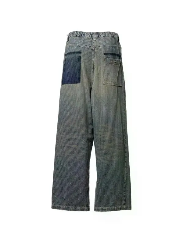 Mihara Yasuhiro Stripe Patchwork Jeans - Blue