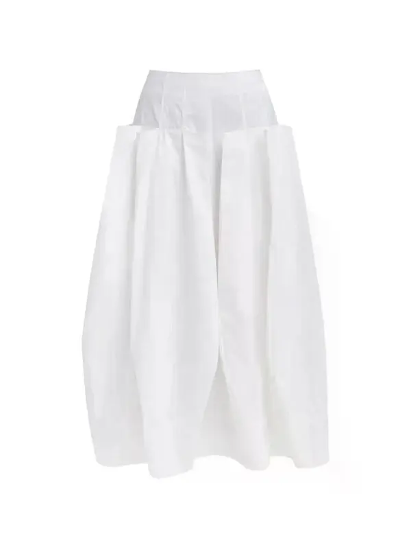 Tibi Poplin Midi Skirt - White