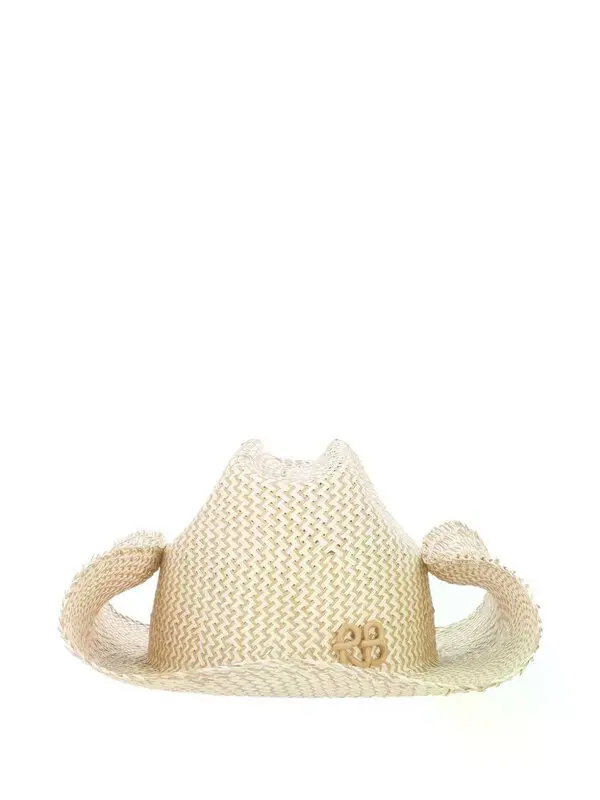 Ruslan Baginskiy Monogram-embellished Woven Cowboy Hat - Neutrals