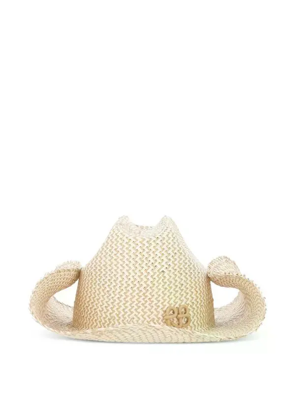 Ruslan Baginskiy Monogram-embellished Woven Cowboy Hat - Neutrals