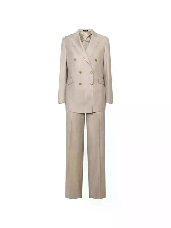 FRANZESE COLLECTION Lady Diana Double-breasted Pinstripe Suit - Neutrals