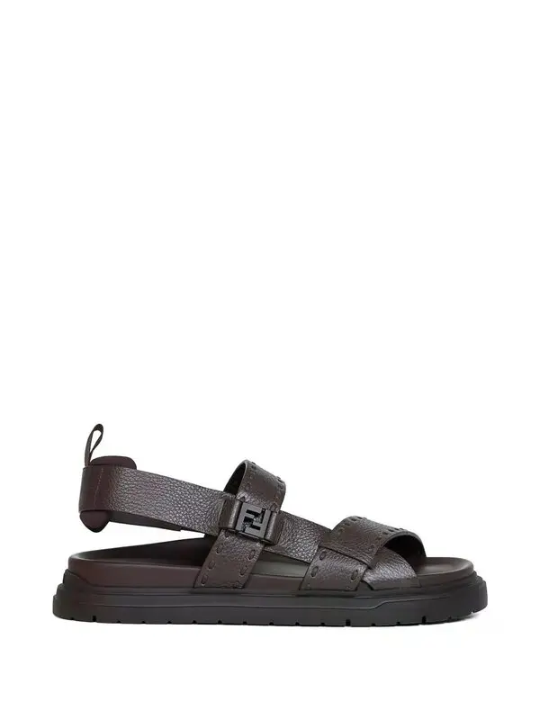 Fendi Logo-detail Leather Sandals - Brown