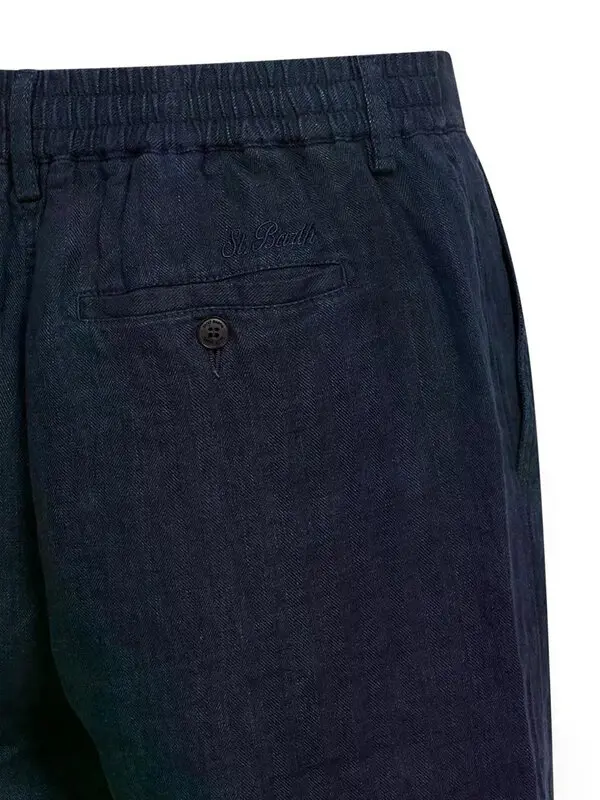 MC2 SAINT BARTH Herringbone Elastic-waist Shorts - Blue