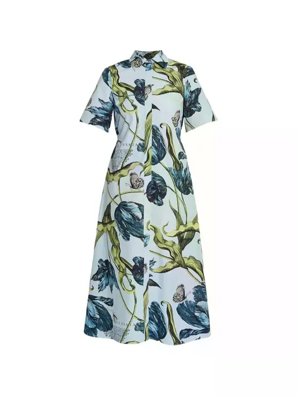 Erdem Tulip-print Midi Dress - Blue