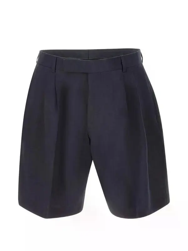 Paul Smith Pleated Linen Shorts - Blue