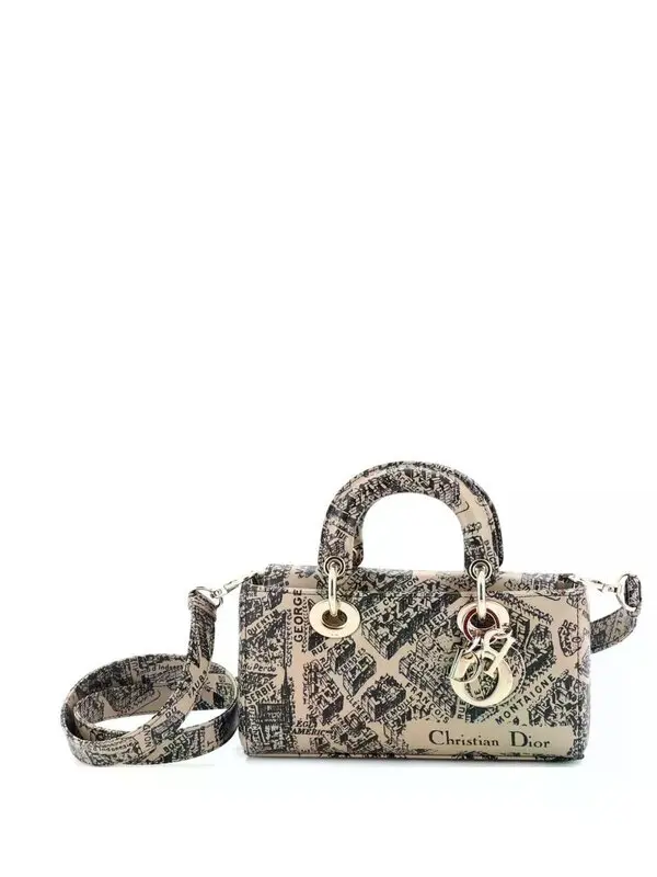 Dior Lady D-joy Bag Printed Leather Small Satchel - Neutrals