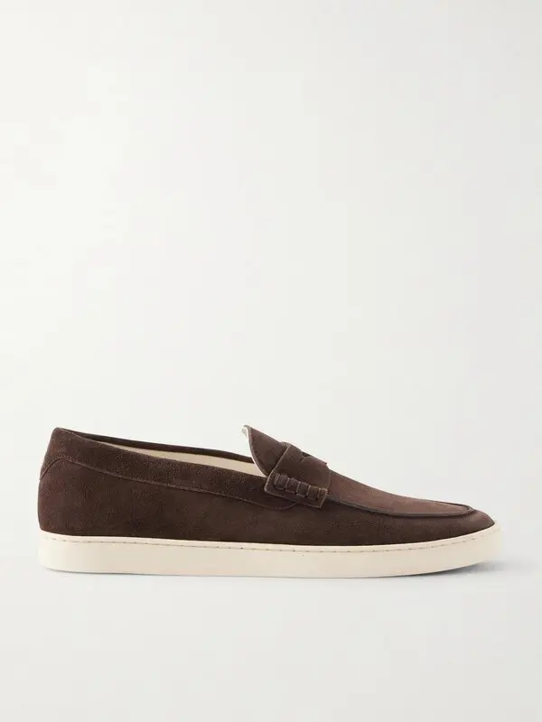 Brunello Cucinelli Suede Penny Loafers - Brown