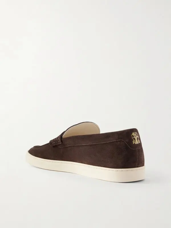 Brunello Cucinelli Suede Penny Loafers - Brown