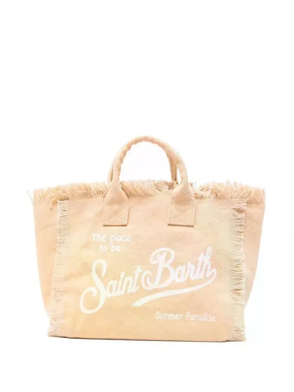 MC2 SAINT BARTH Colette Frayed Logo-print Tote Bag - Neutrals