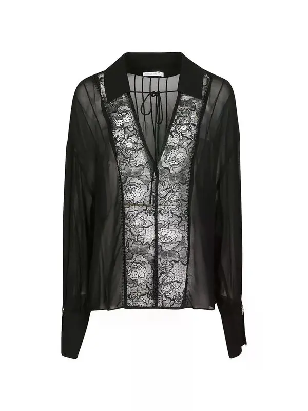 Patrizia Pepe Lace Long-sleeves Blouse - Black